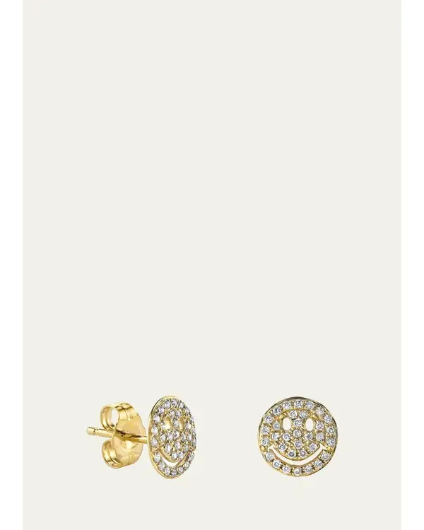 SYDNEY EVAN 14k Diamond Happy Face Single Stud Earring - Yellow