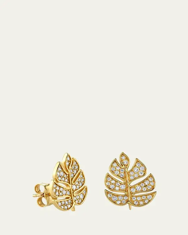 SYDNEY EVAN Medium Monstera Leaf Stud Earrings