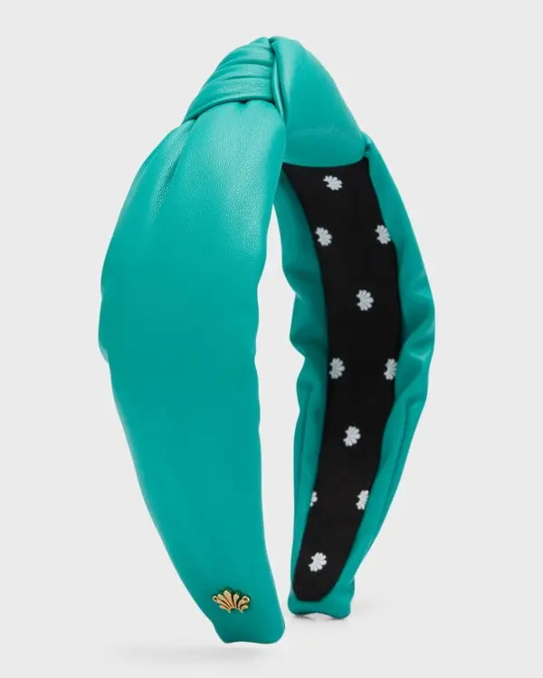 Lele Sadoughi Knotted Faux-Leather Headband in Teal Headband- Turquoise Faux Leather Knotted – Pipton main image 2