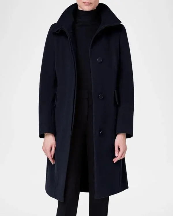 Akris Duffle Knit Knee-length Coat - Navy