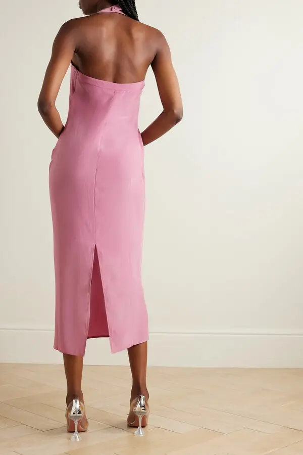 reformation pink satin dress Reformation Daniela Pink Silk Dress by Reformation /