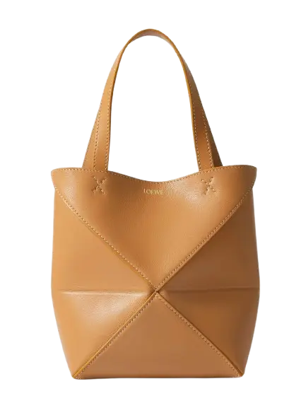 Loewe Puzzle Fold Convertible Leather Tote Bag - Brown