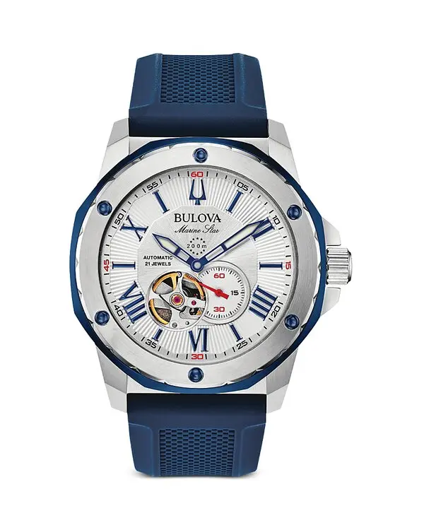 Bulova Marine Star 45mm Watch - White/blue