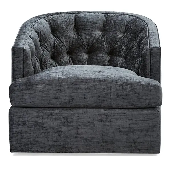 MASSOUD Bedford Tufted Swivel Chair - Bliss Charcoal