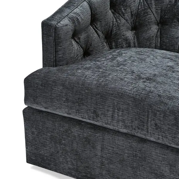 MASSOUD Bedford Tufted Swivel Chair - Bliss Charcoal