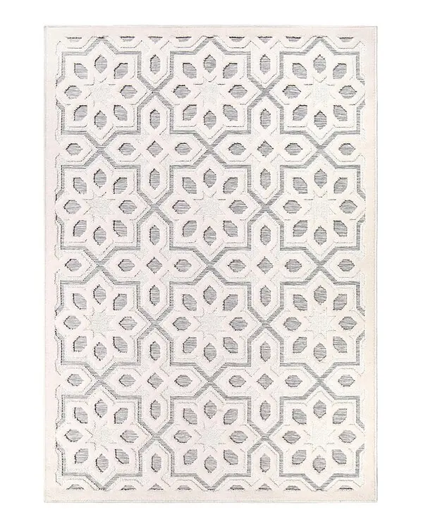 ORIAN Palmetto Living Crochet Indoor/outdoor Starworks Area Rug, 5'3 X 7'6 - Ivoey/blue