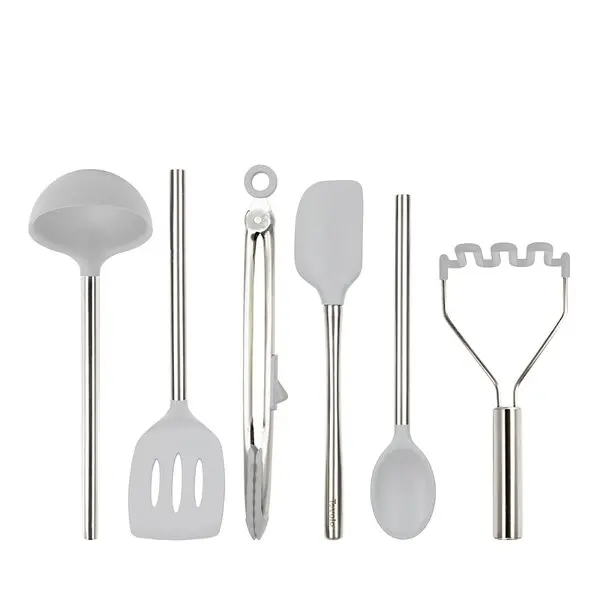 TOVOLO Silicone Utensil 6 Piece Set - Silver