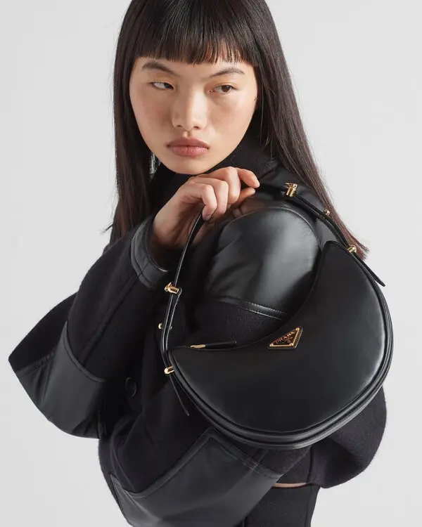 Prada Arqué Small Leather Shoulder Bag - Black