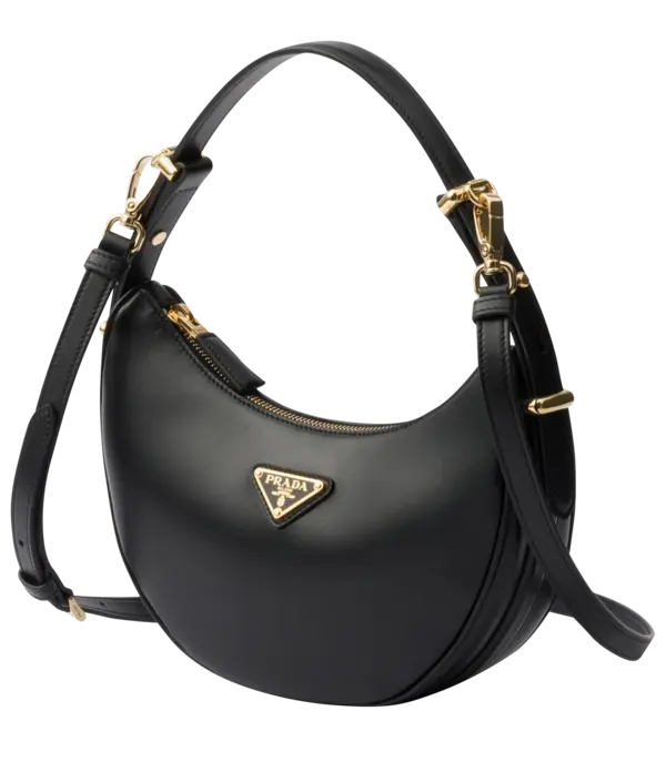 Prada Arqué Small Leather Shoulder Bag - Black