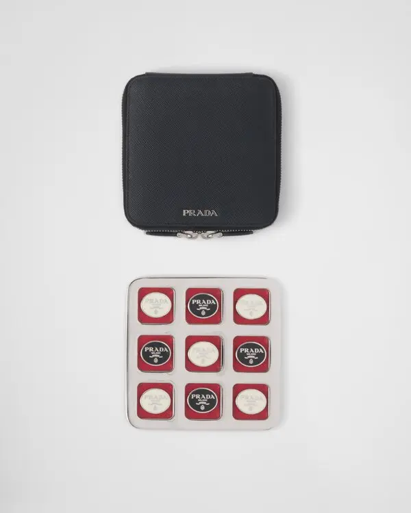 Prada Saffiano Leather Tic-tac-toe Set - Black