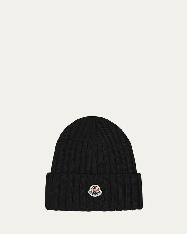 Moncler Ribbed Wool Beanie - Black