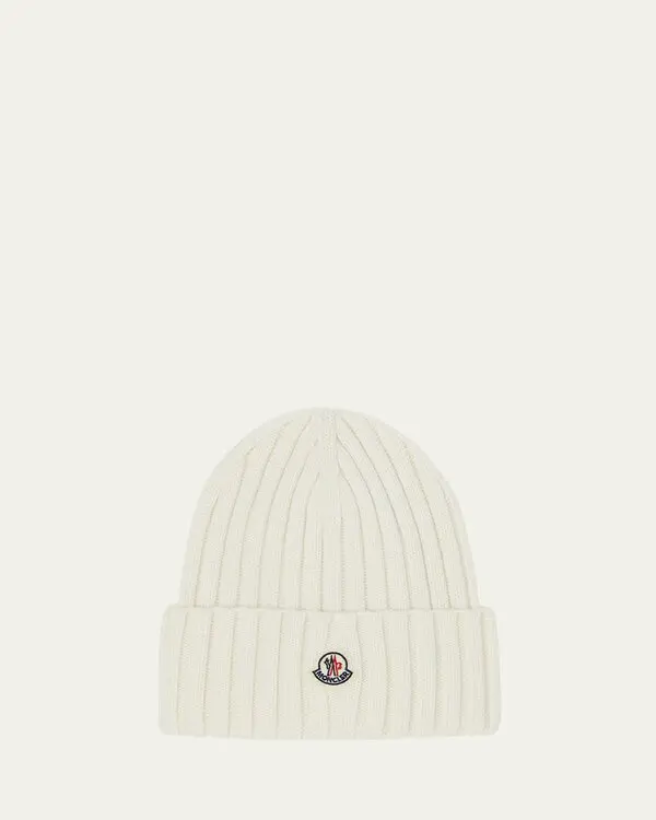 Moncler Ribbed Wool Beanie - White