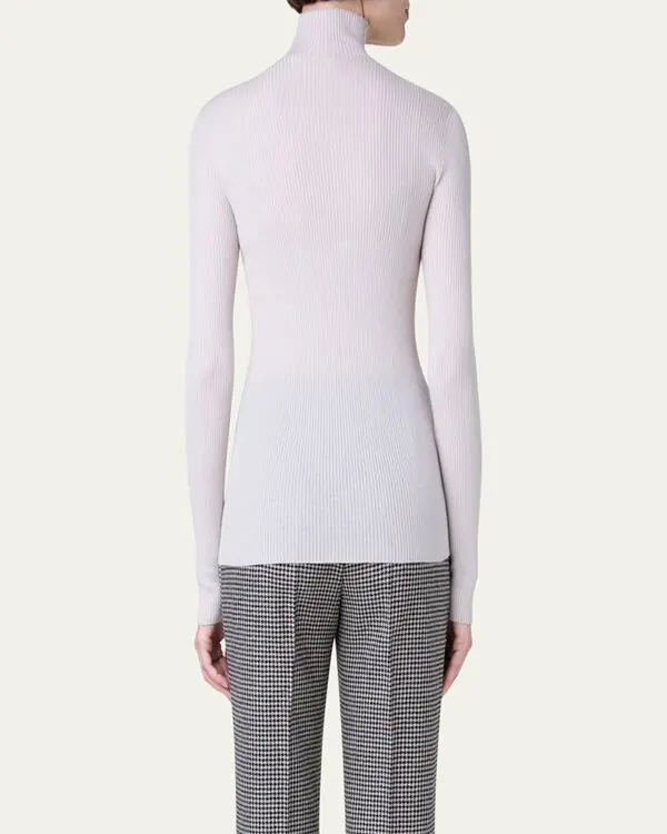 Akris Cashmere-silk Fine Ribbed Knit Pullover - Black