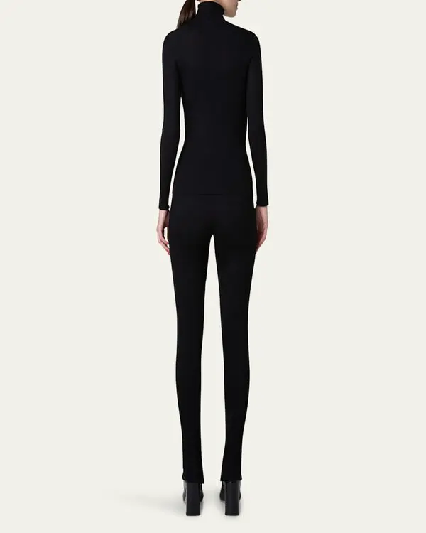 Akris Cashmere-silk Fine Ribbed Knit Pullover - Black