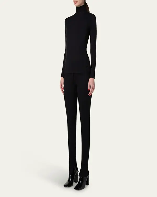 Akris Cashmere-silk Fine Ribbed Knit Pullover - Black