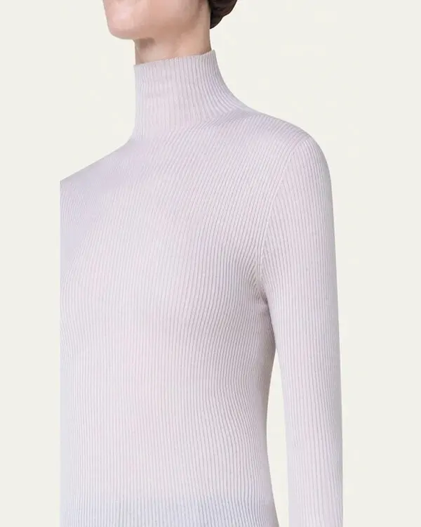 Akris Cashmere-silk Fine Ribbed Knit Pullover - Black