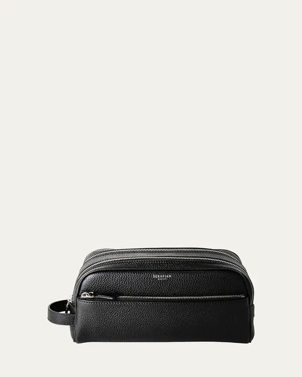 SERAPIAN Cachemire Leather Double-zip Toiletry Case