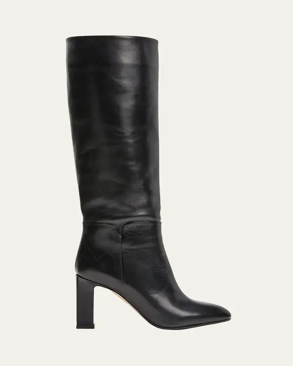 AQUAZZURA Sellier Calfskin Tall Boots - Black