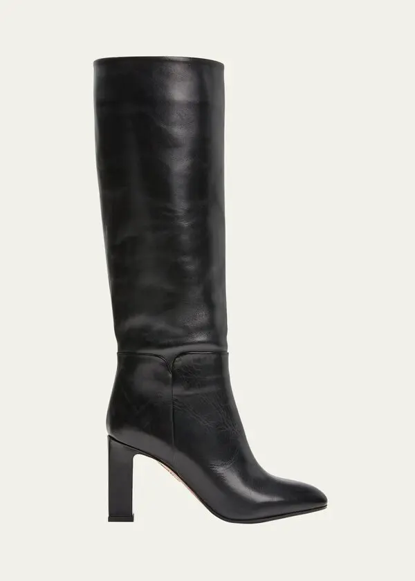 AQUAZZURA Sellier Calfskin Tall Boots - Black