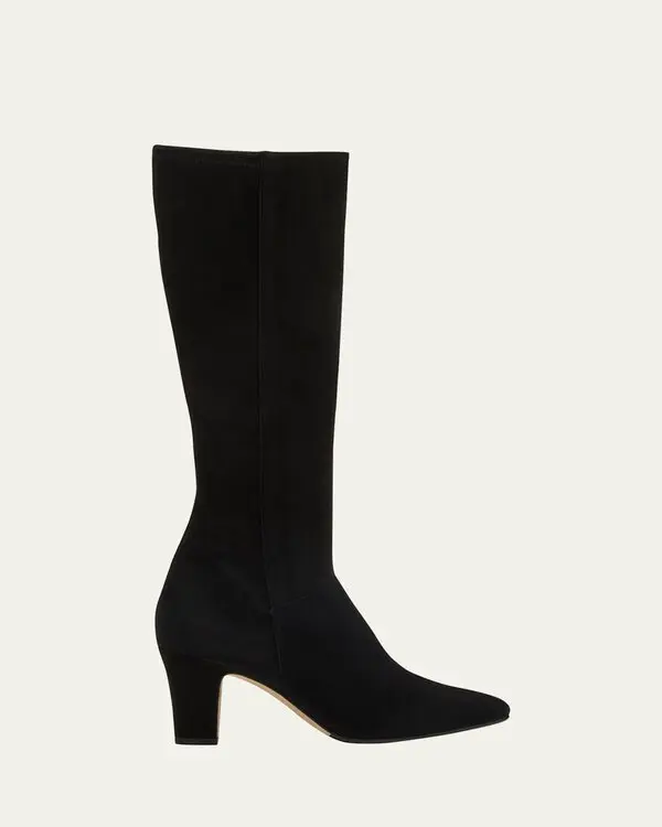 Manolo Blahnik Pitana Suede Knee Boots - Black