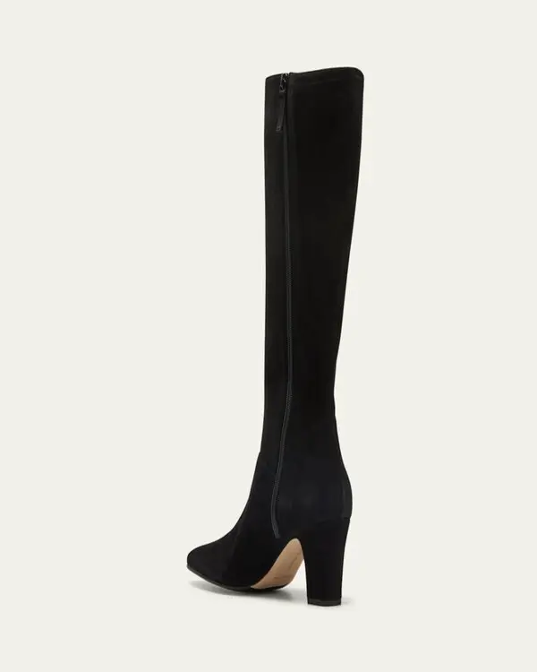 Manolo Blahnik Pitana Suede Knee Boots - Black