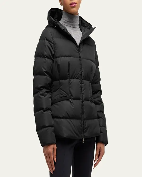Moncler Avoce Puffer Jacket With Hood And Belt - Black