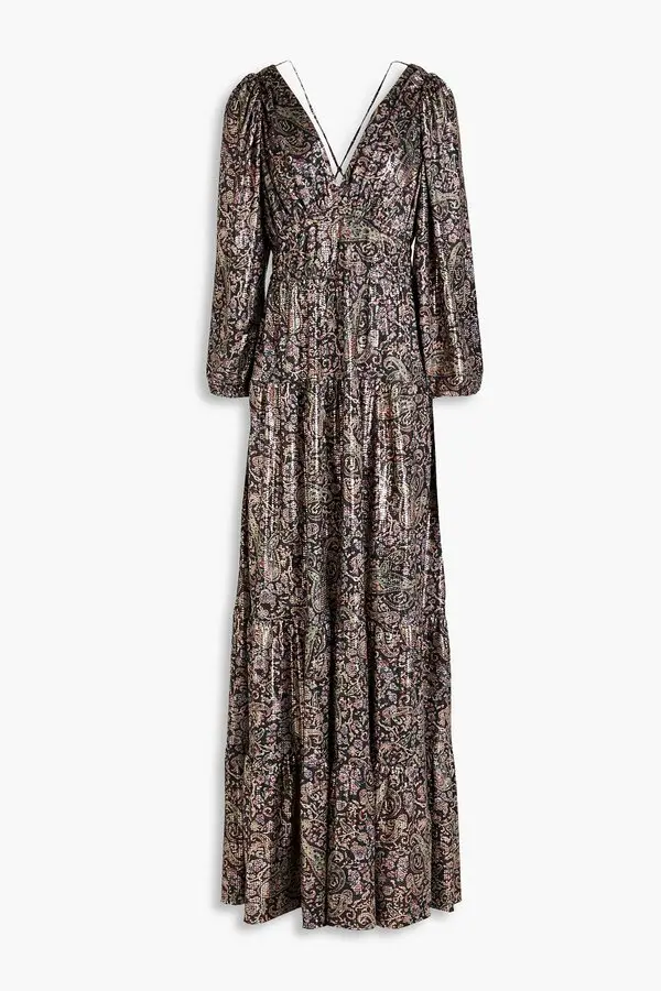 Ba&Sh Glayd Metallic Paisley-Print Jersey Maxi Dress In Charcoal - 85% Off  | Editorialist