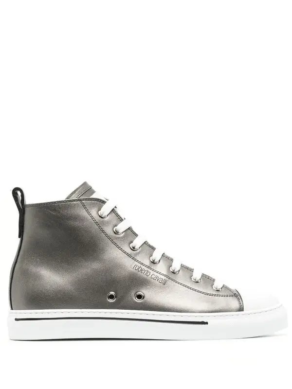 Roberto Cavalli Metallic Leather High-top Sneakers