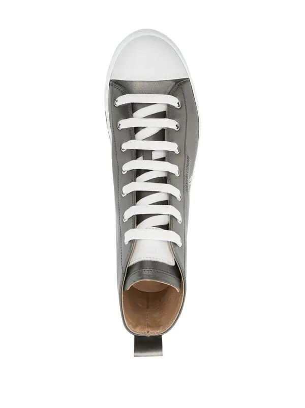 Roberto Cavalli Metallic Leather High-top Sneakers