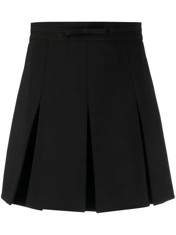 Red Valentino Bow-embellished Pleated Miniskirt - Black
