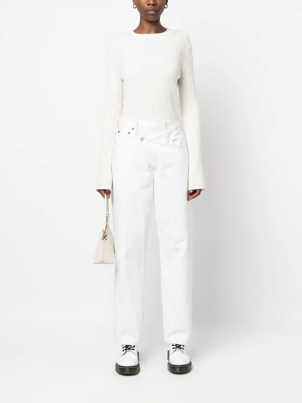 Closed Rib-knit Long-sleeve Top