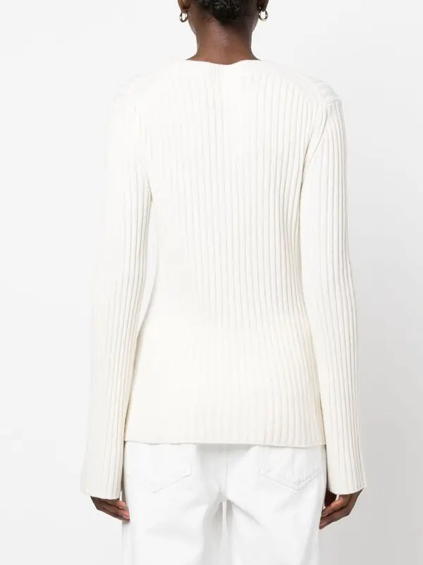Closed Rib-knit Long-sleeve Top