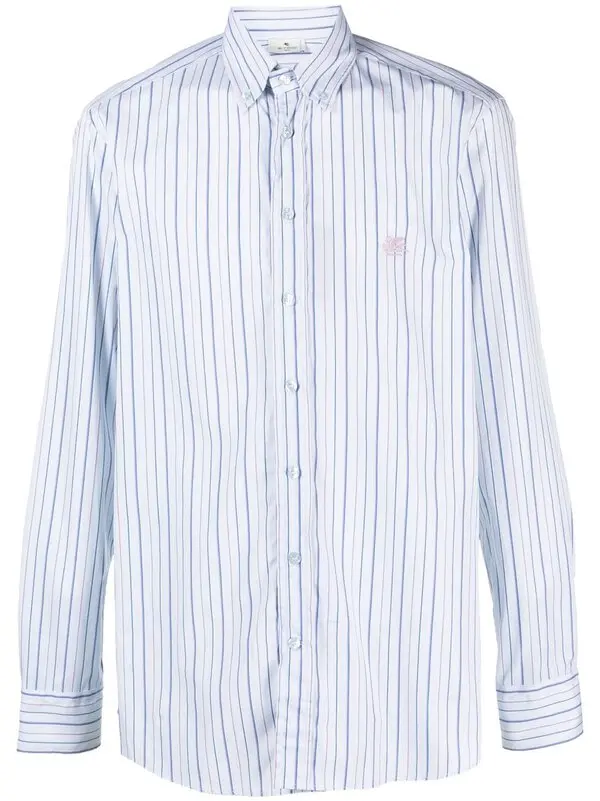 Etro Logo-embroidered Striped Cotton Shirt