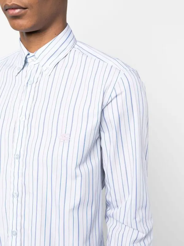 Etro Logo-embroidered Striped Cotton Shirt