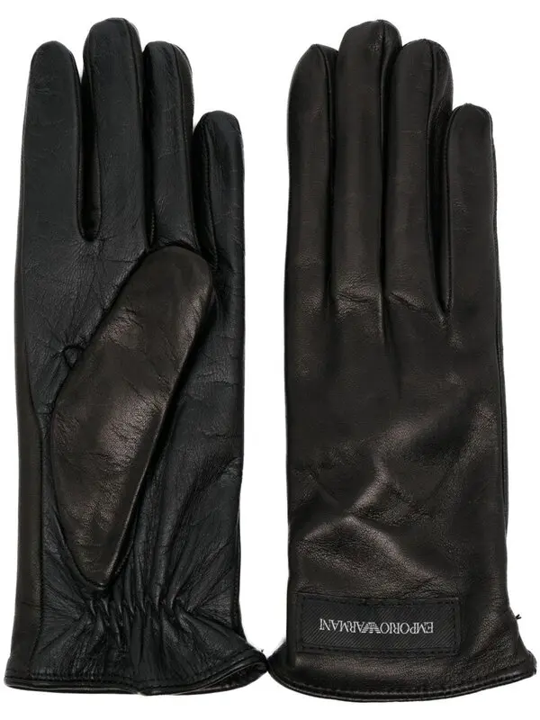 Emporio Armani Leather Gloves - Black