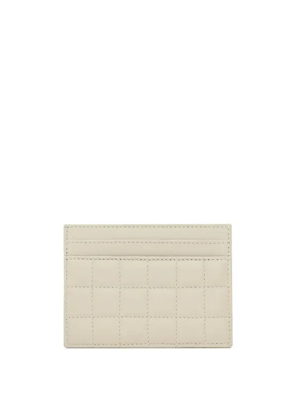 Saint Laurent Cassandre Quilted Card Holder - White
