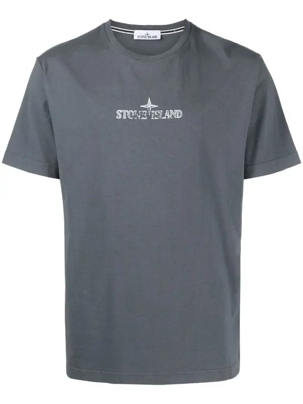 Stone Island Logo-print Cotton T-shirt - Grey
