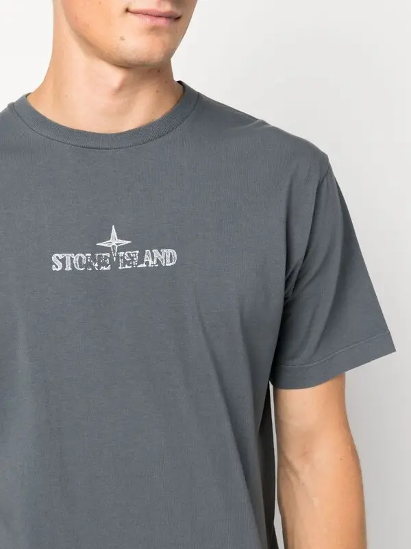Stone Island Logo-print Cotton T-shirt - Grey