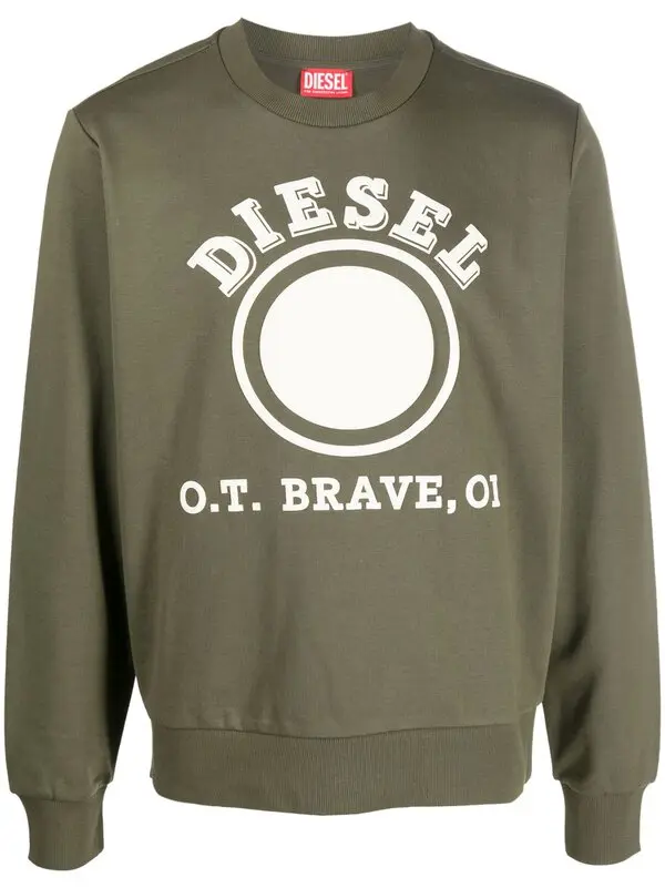 DIESEL® Logo-print Jersey Sweatshirt - Green