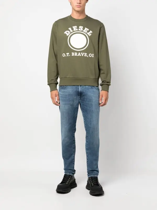 DIESEL® Logo-print Jersey Sweatshirt - Green