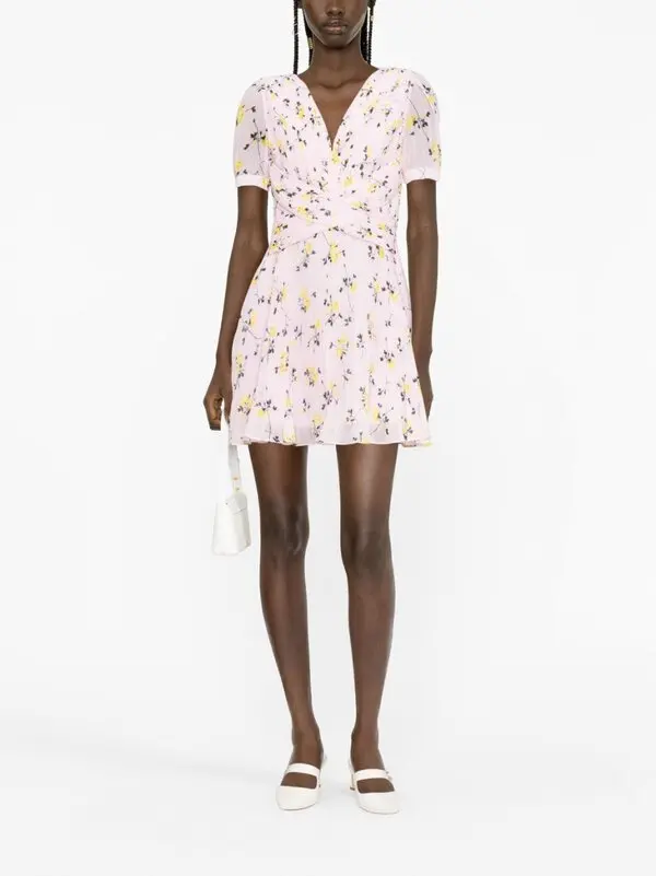 SELF-PORTRAIT Floral-print Pleated Minidress