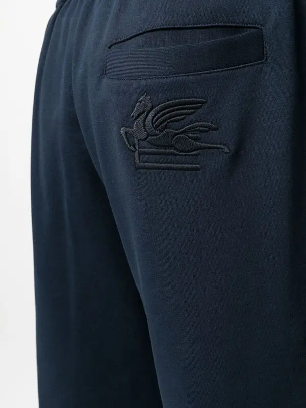 Etro Pegaso-embroidered Jersey Track Pants - Blue