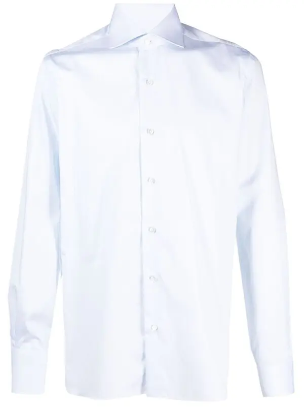 BARBA NAPOLI Long-sleeve Cotton Shirt - Blue