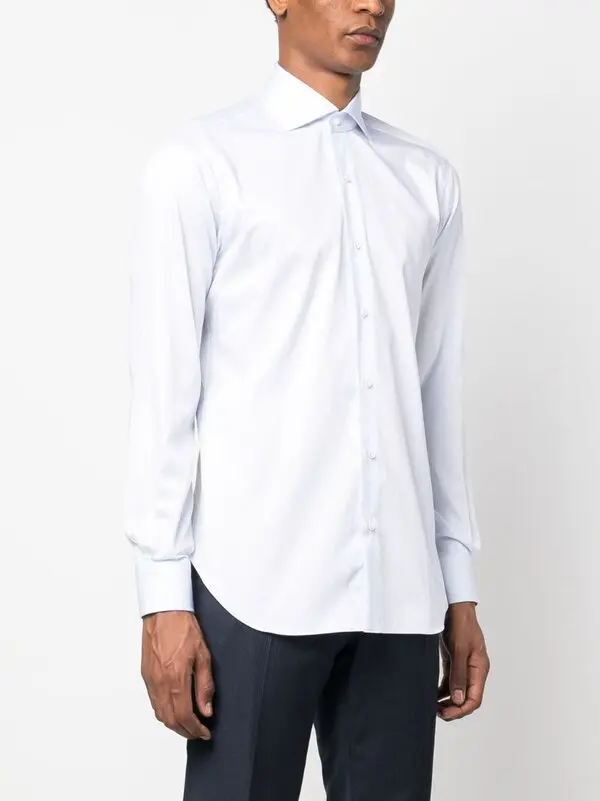 BARBA NAPOLI Long-sleeve Cotton Shirt - Blue