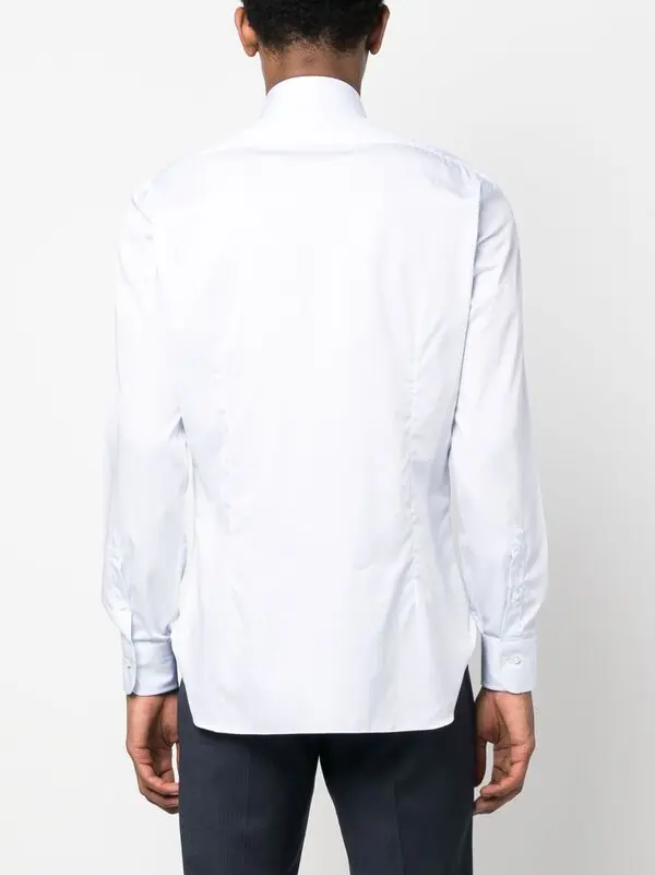 BARBA NAPOLI Long-sleeve Cotton Shirt - Blue