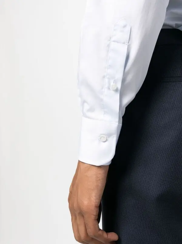 BARBA NAPOLI Long-sleeve Cotton Shirt - Blue