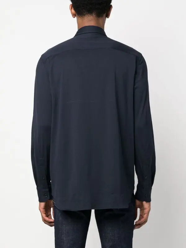 Brioni Spread-collar Cotton Shirt - Blue