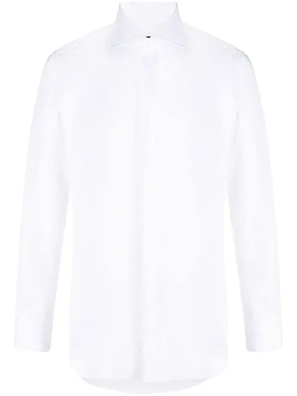 BARBA NAPOLI Cutaway-collar Long-sleeve Shirt - White