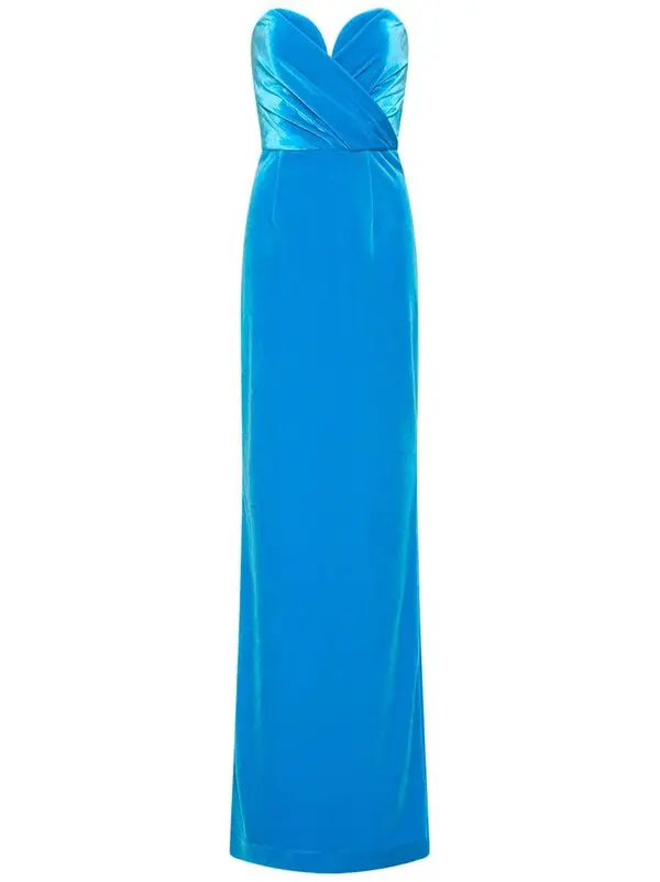 Rebecca Vallance Bernardette Velvet-effect Gown - Blue
