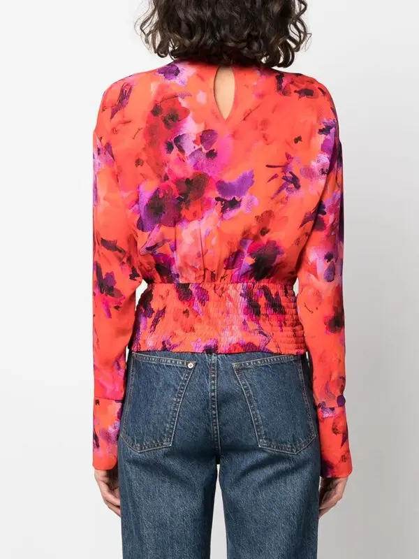 Patrizia Pepe Floral-print Cut-out Blouse